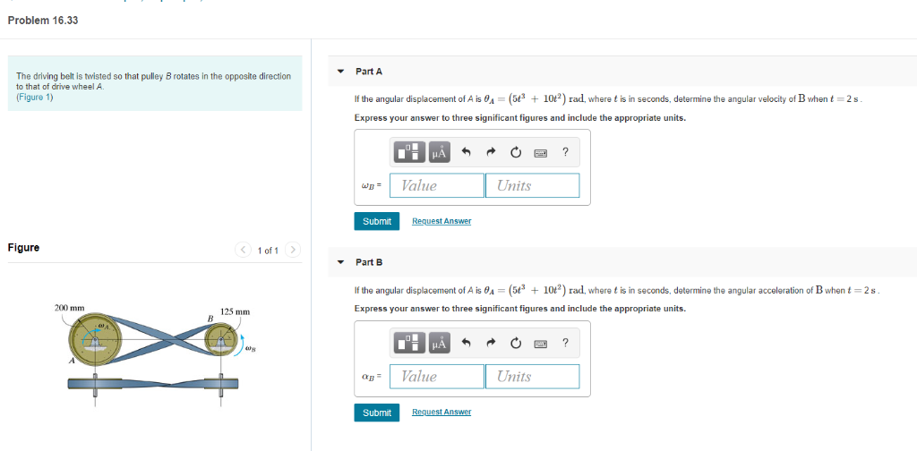 Solved The driving belt is twisted so that pulley B rotates | Chegg.com