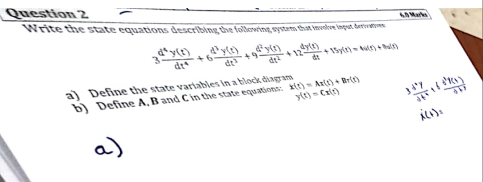 Solved Question 2 - W rite the state equations describing | Chegg.com
