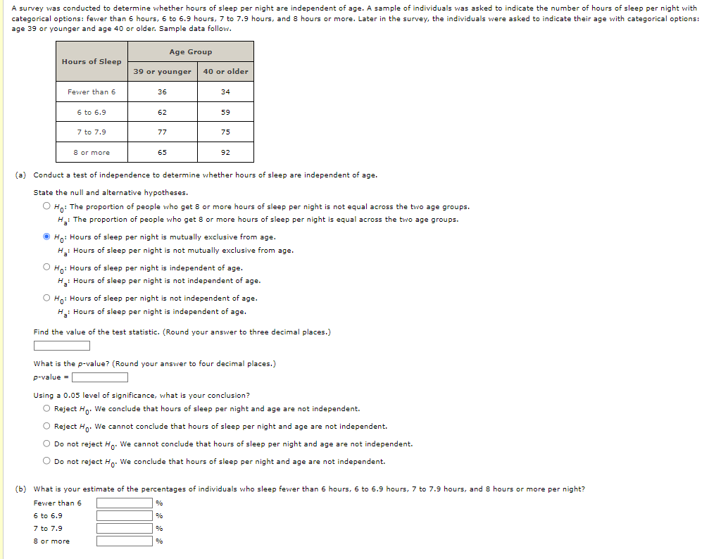 Solved age 39 ﻿or younger and age 40 ﻿or older. Sample data | Chegg.com