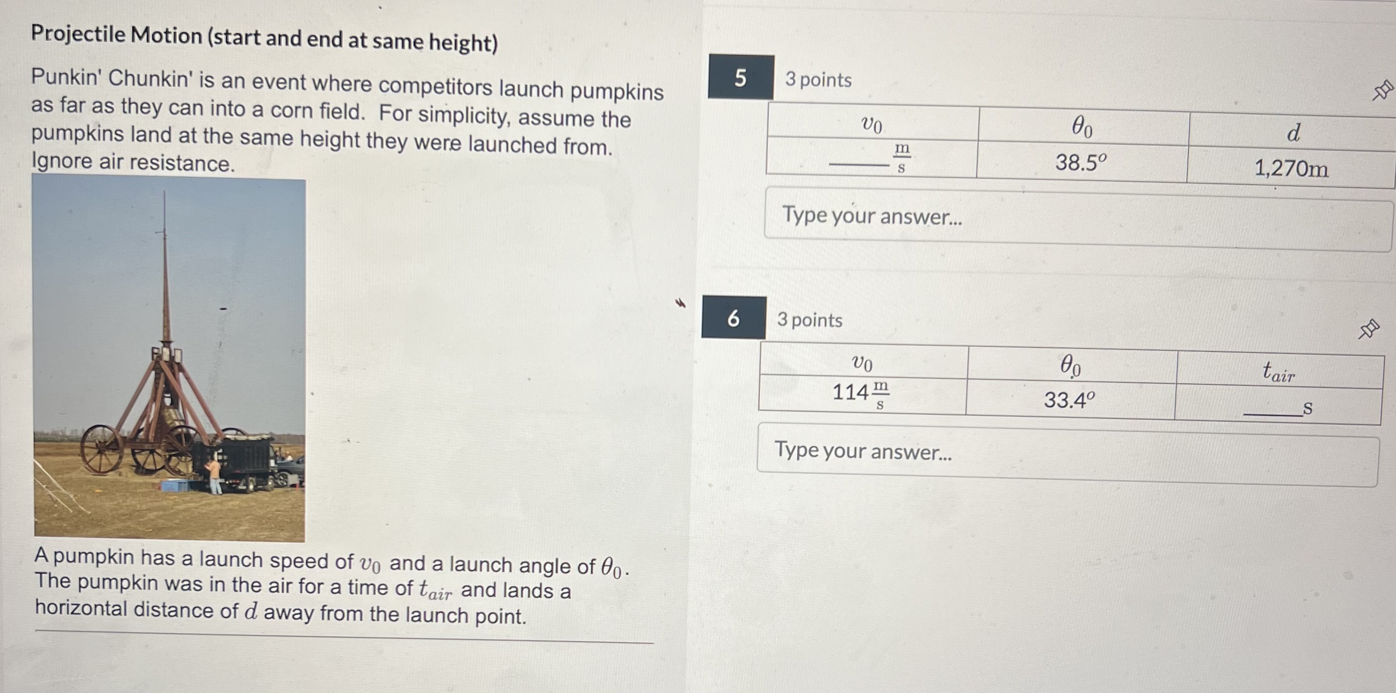 Solved Projectile Motion Start And End At Same Height