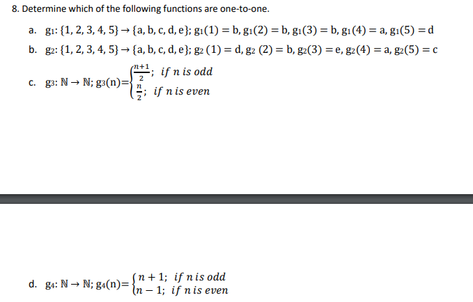 Solved 8. Determine which of the following functions are | Chegg.com