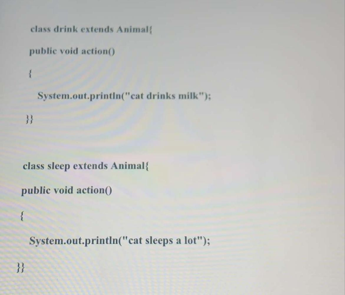 Solved Consider the following code: class Animal public void | Chegg.com