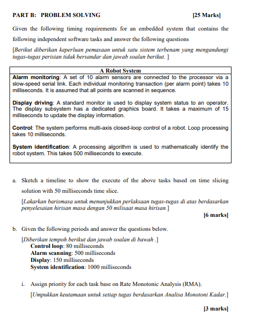 Solved PART B: PROBLEM SOLVING [25 Marks] Given the | Chegg.com