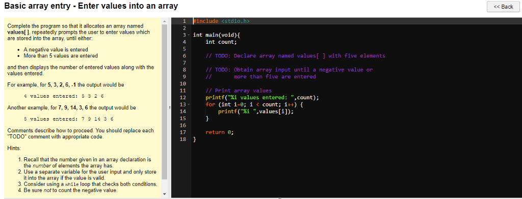 Solved Basic array entry Enter values into an array