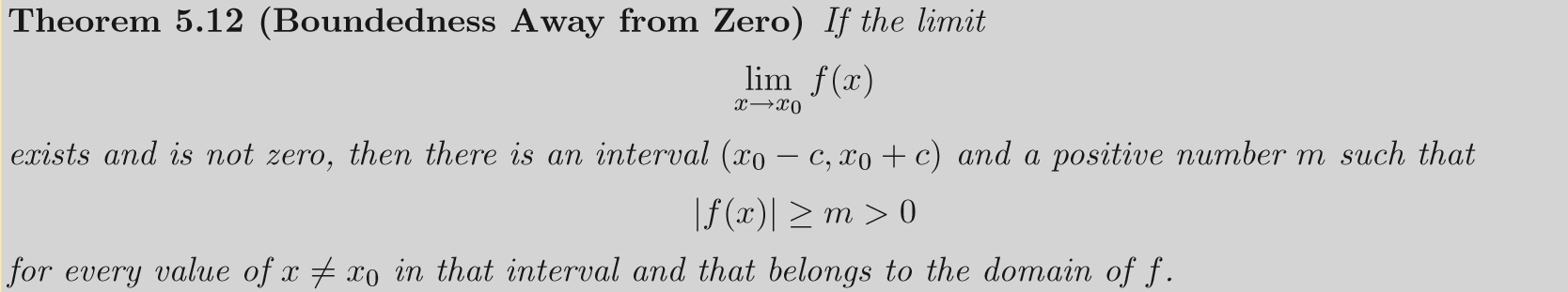 Solved Theorem 5.12 (Boundedness Away from Zero) If the | Chegg.com