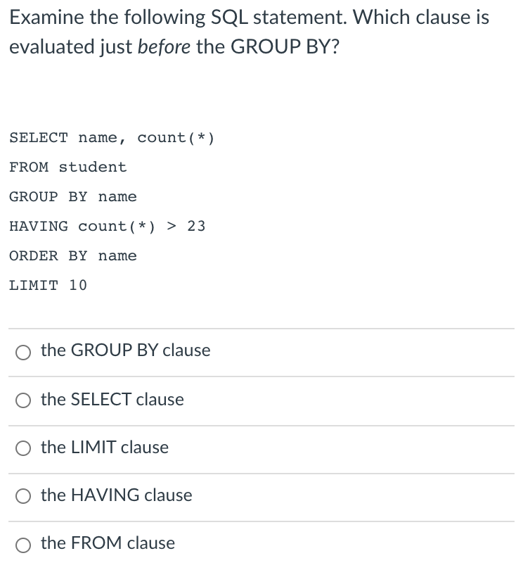 Solved Consider The Following Sequence Of Sql Statements 