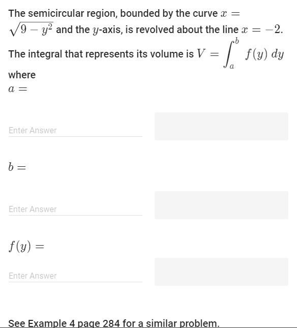 Solved The semicircular region, bounded by the curve x = 19 | Chegg.com