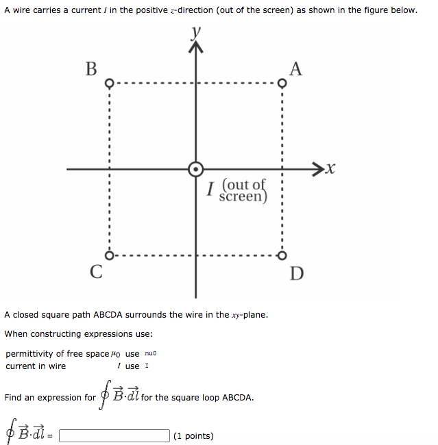 Solved A wire carries a current I in the positive | Chegg.com