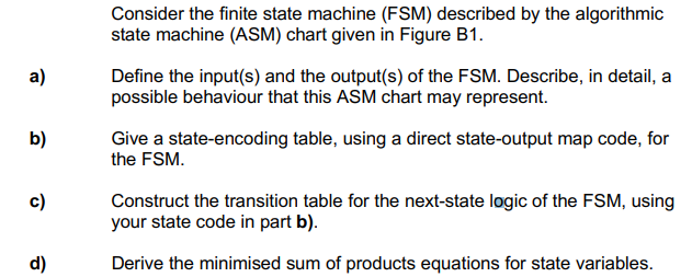a) Consider the finite state machine (FSM) described | Chegg.com
