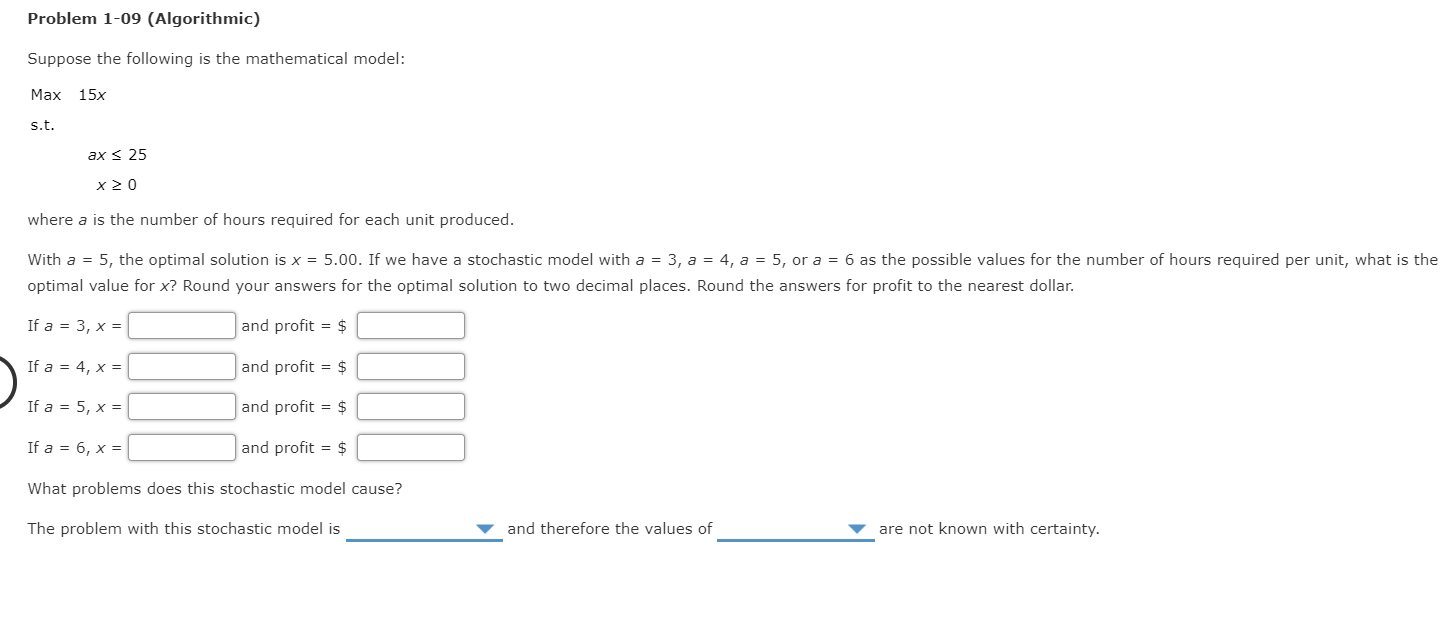Solved Problem 1-09 (Algorithmic) Suppose the following is | Chegg.com
