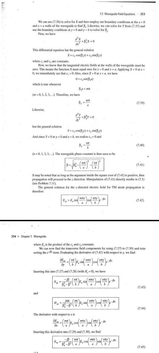Solved We'll first look at the TM mode, where Hz=0, and find | Chegg.com