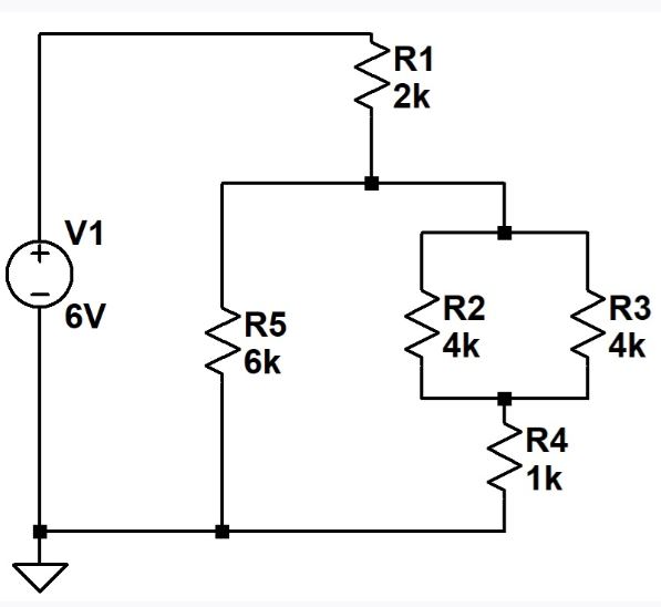 Solved R1 2k V1 * 6V R5 6k R2 4k R3 4k R4 1k Part a) Find | Chegg.com