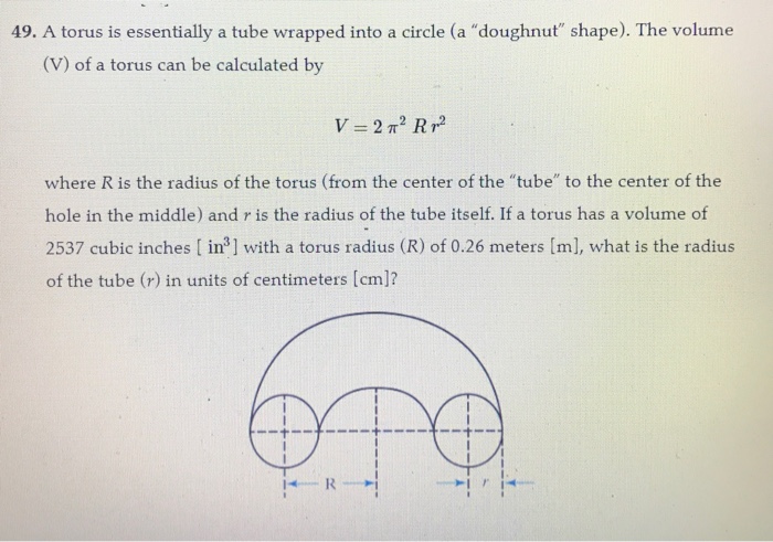 Solved A torus is essentially a tube wrapped into a circle | Chegg.com