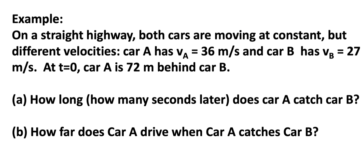 Solved Example: On a straight highway, both cars are moving | Chegg.com