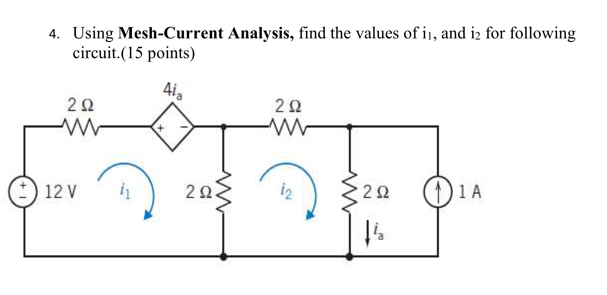 Solved Using Mesh-Current Analysis, find the values of i1, | Chegg.com