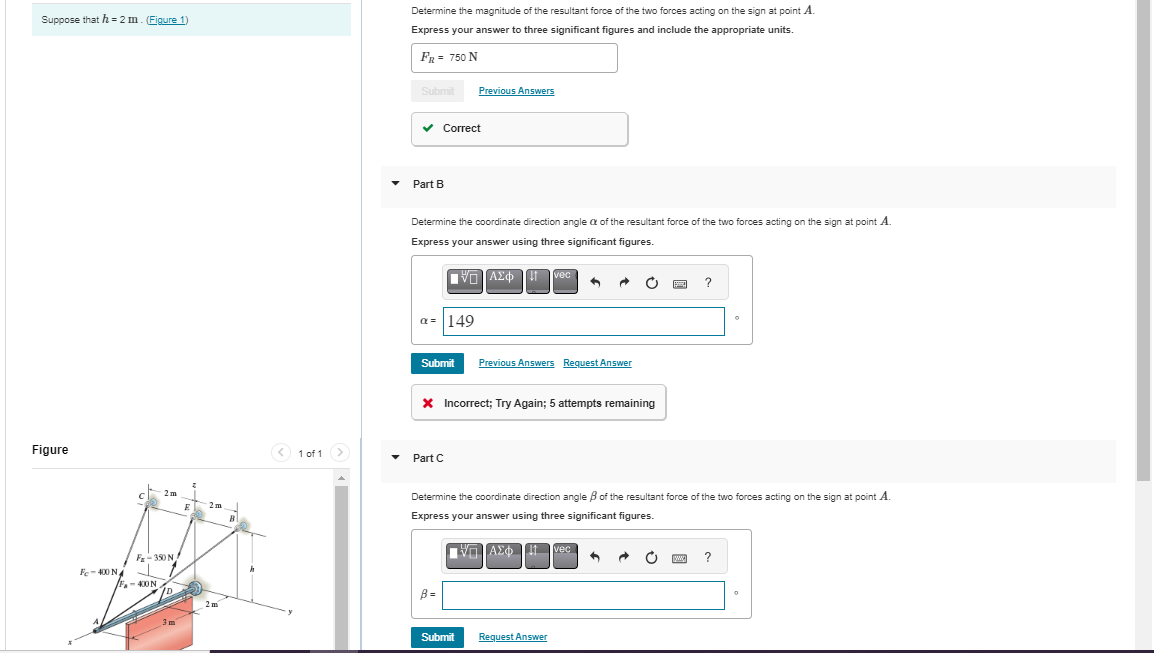 Solved Determine the magnitude of the resultant force of the | Chegg.com