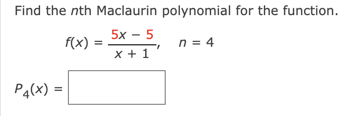Solved Find the nth Maclaurin polynomial for the function. | Chegg.com