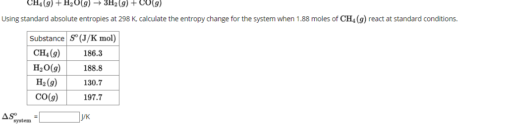 Solved CH4(g)+H2O(g)→3H2(g)+CO(g) | Chegg.com