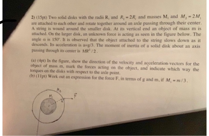 Solved 2) (15pt) Two solid disks with the radii R, and | Chegg.com