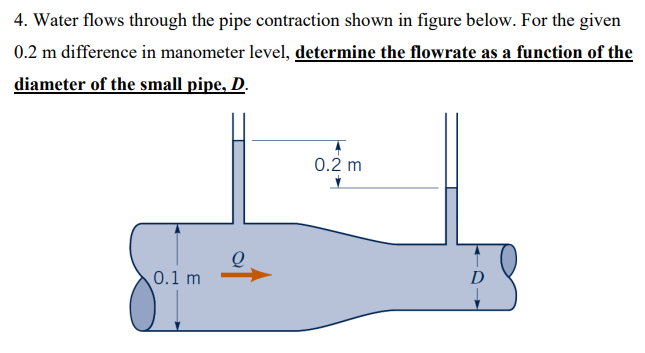 Solved 4. Water flows through the pipe contraction shown in | Chegg.com
