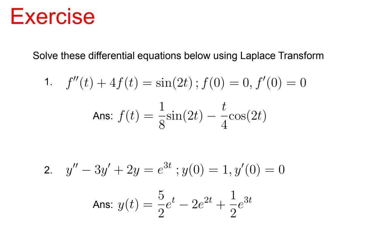 Solved Exercise Solve these differential equations below | Chegg.com