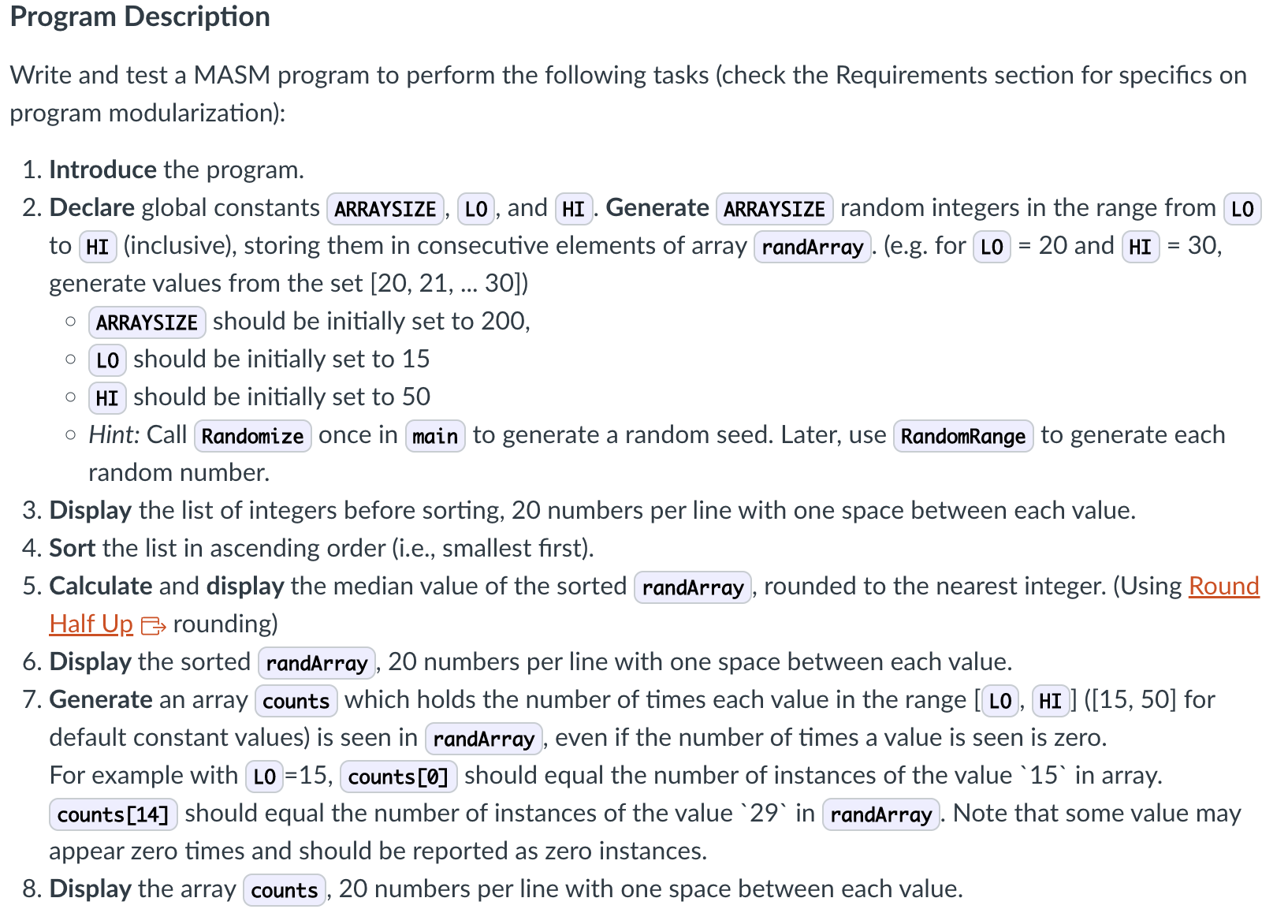 Solved Program Description Write and test a MASM program to | Chegg.com