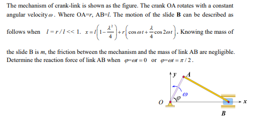Solved The mechanism of crank-link is shown as the figure. | Chegg.com