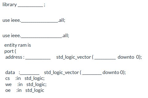 Solved Complete the following 128 x 8 RAM design in VHDL. cs | Chegg.com