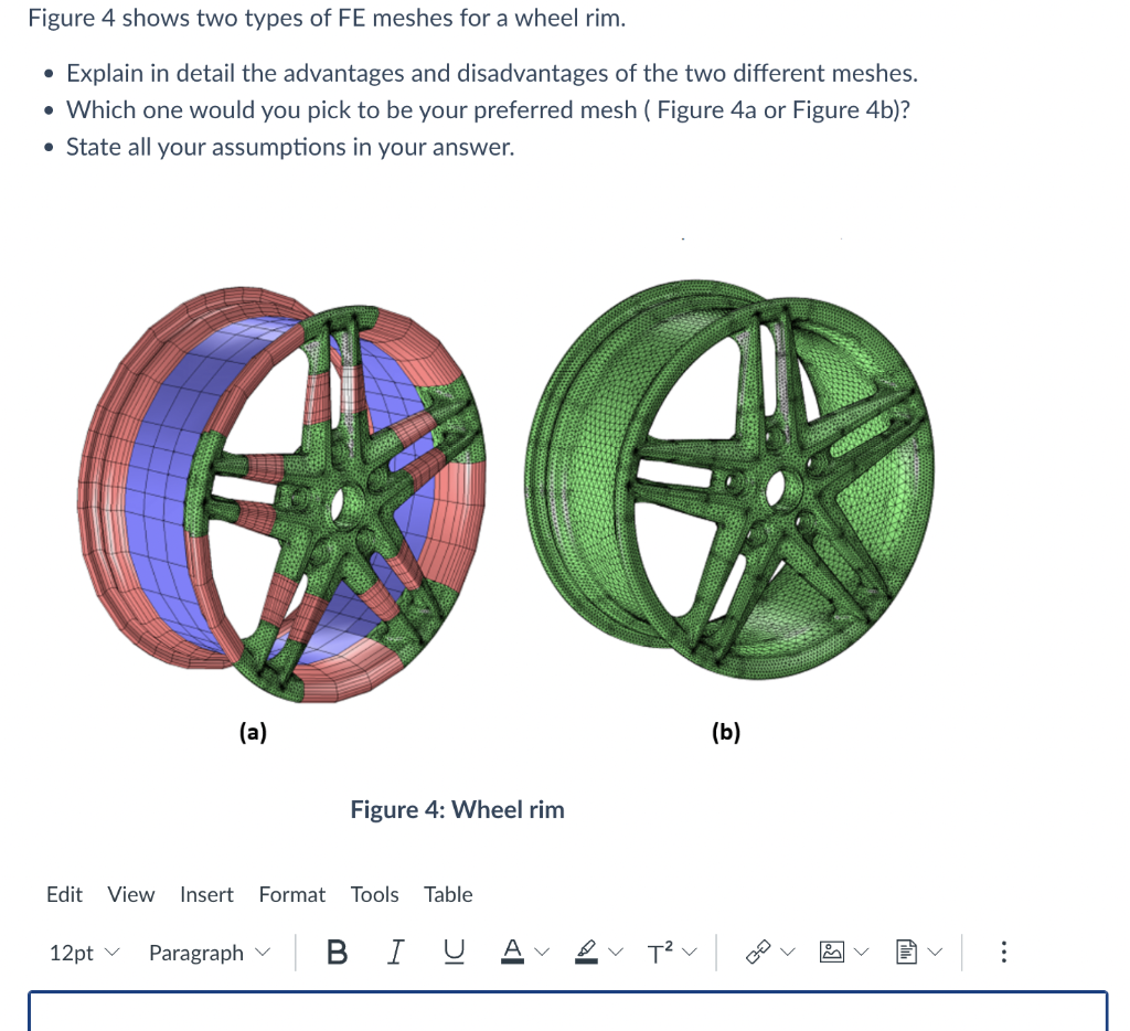 Solved Figure 4 shows two types of FE meshes for a wheel | Chegg.com