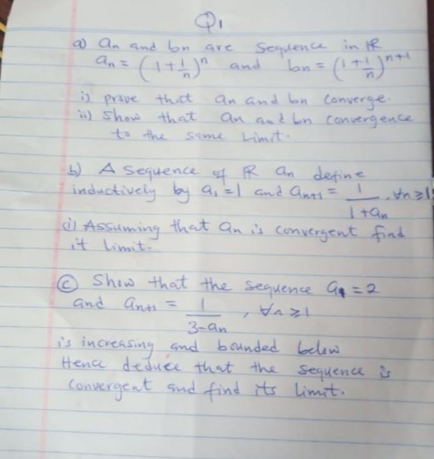 Solved a an and bn are an Sequence in R bn = i prove that an | Chegg.com