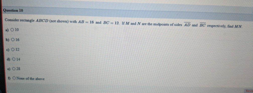 Solved Question 10 Consider rectangle ABCD (not shown) with | Chegg.com