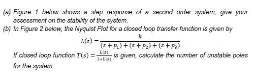 Solved (a) Figure 1 below shows a step response of a second | Chegg.com