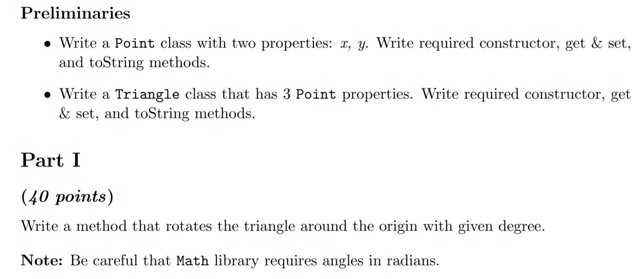 Solved Preliminaries • Write a Point class with two | Chegg.com