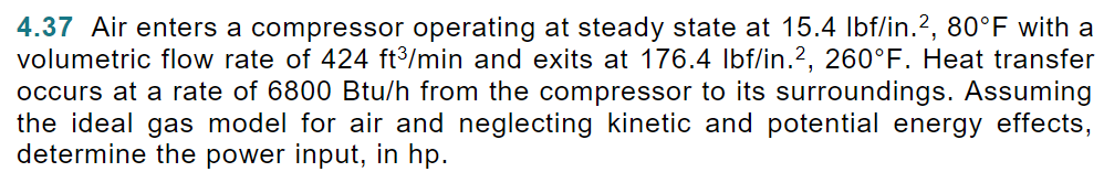 Solved 4.37 Air enters a compressor operating at steady | Chegg.com