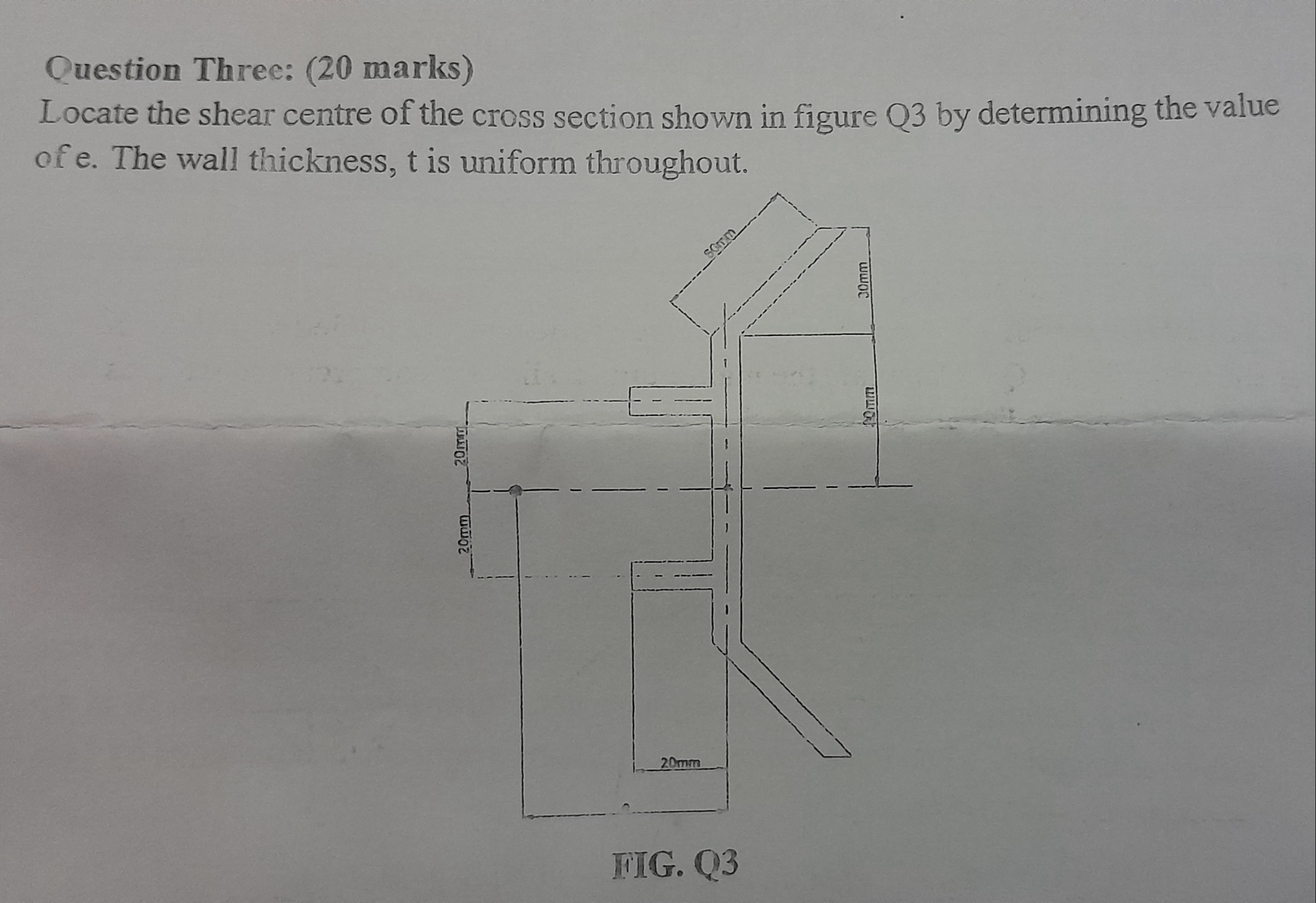 Question Three: (20 marks) Locate the shear centre of | Chegg.com