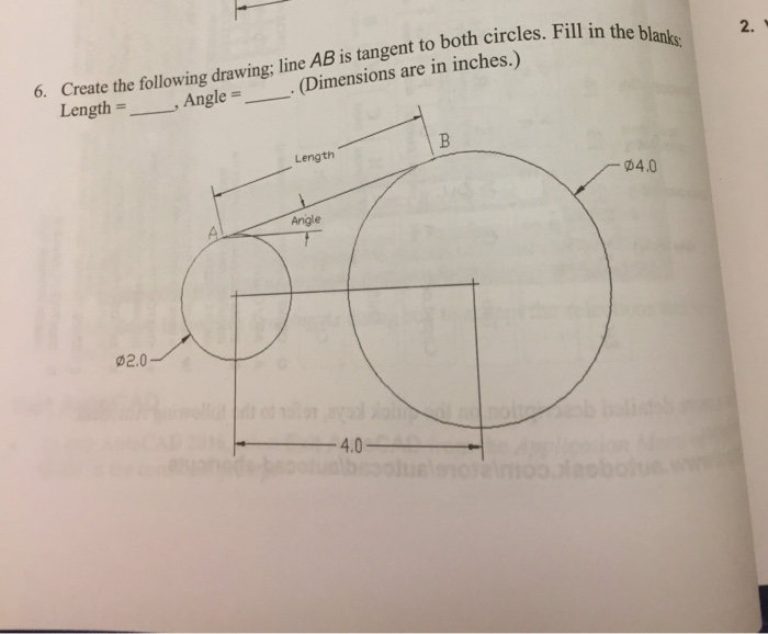 Solved ing drawing: line AB is tangent to both circles. Fill | Chegg.com
