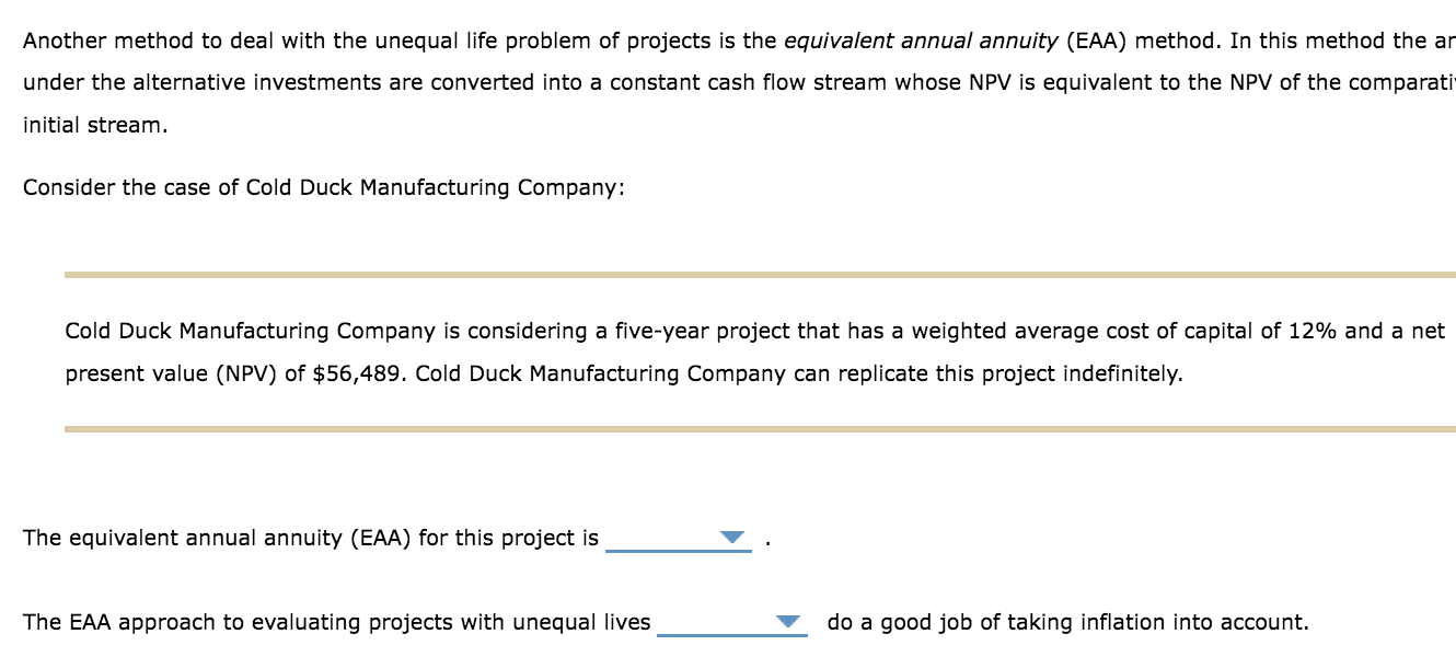 Solved Another method to deal with the unequal life problem | Chegg.com