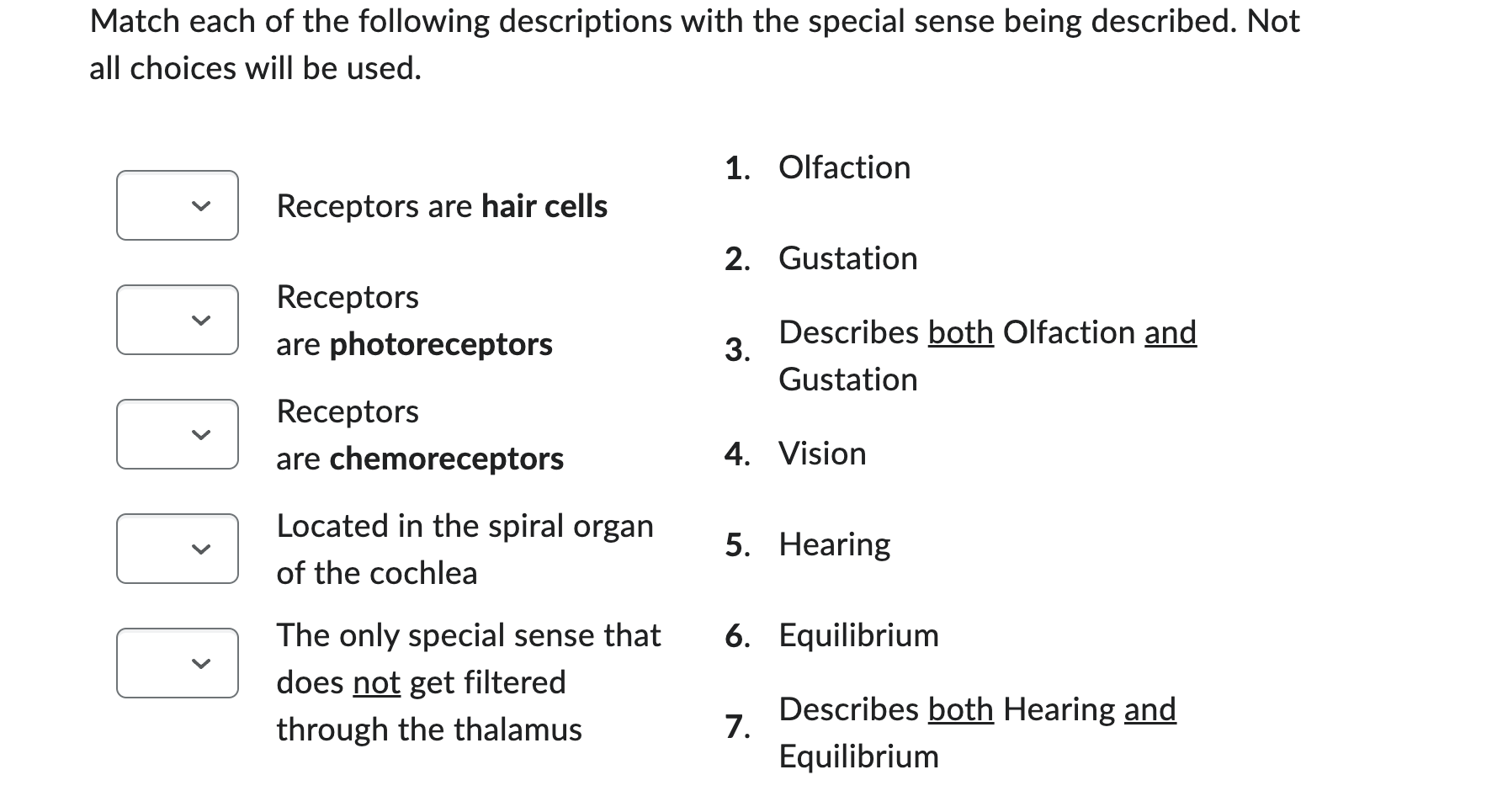 Solved Match each of the following descriptions with the | Chegg.com