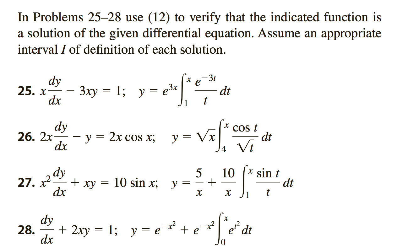Solved In Problems 25–28 use (12) to verify that the | Chegg.com