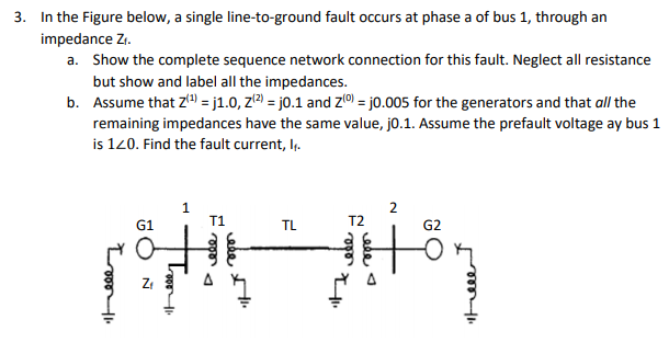 Solved 3. In the Figure below, a single line-to-ground fault | Chegg.com