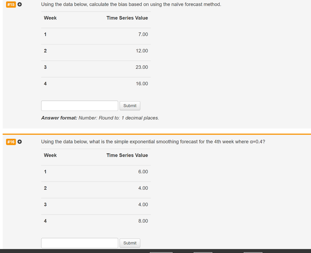 Solved #15 Using the data below, calculate the bias based on | Chegg.com