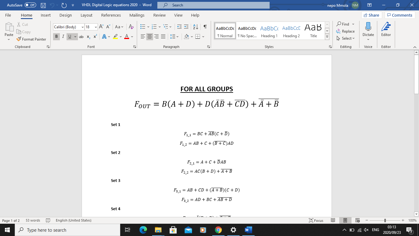 Solved In the Digital Logic Equations file given, you will | Chegg.com