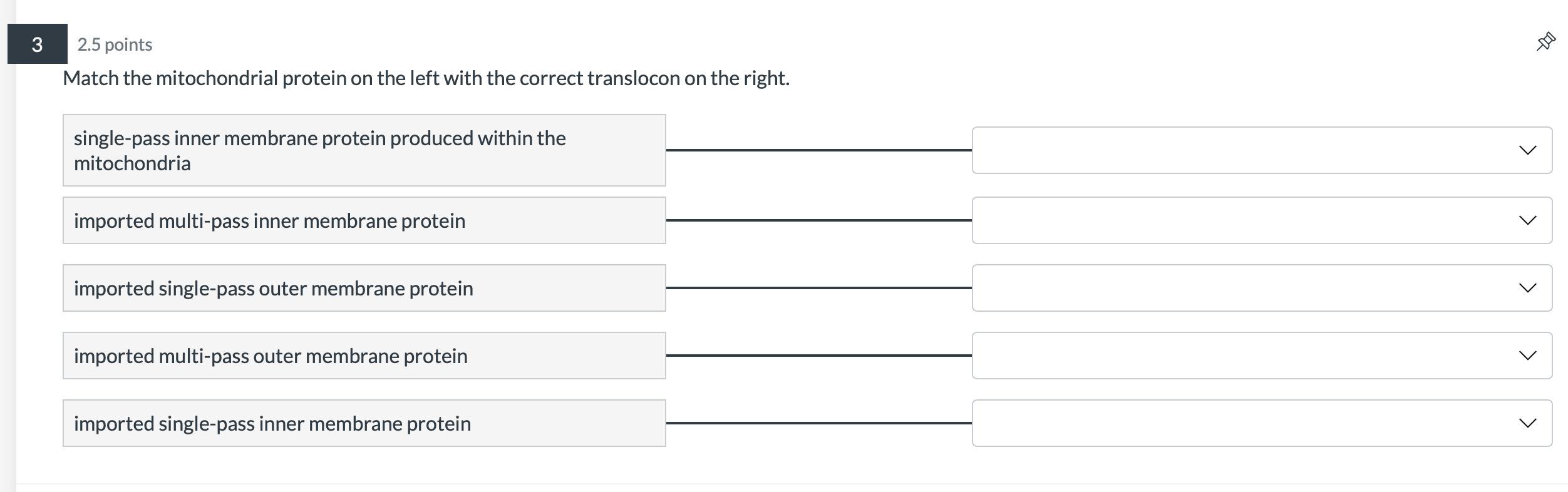 Solved 2.5 points Match the mitochondrial protein on the | Chegg.com