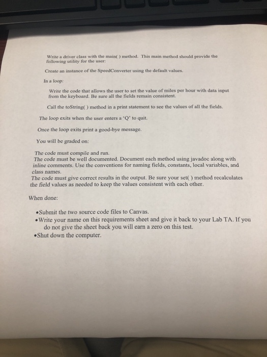 Write a driver class with the main) method. This main | Chegg.com