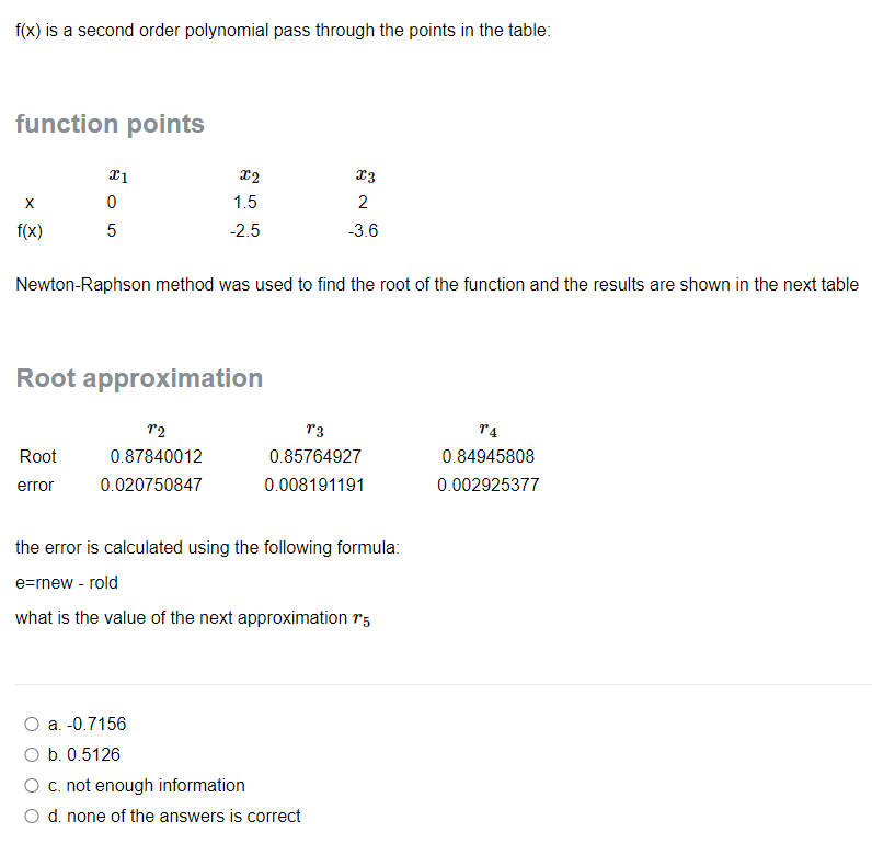 Solved f(x) is a second order polynomial pass through the | Chegg.com