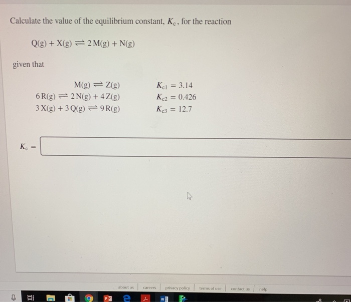 Solved Calculate the value of the equilibrium constant, Ke, | Chegg.com