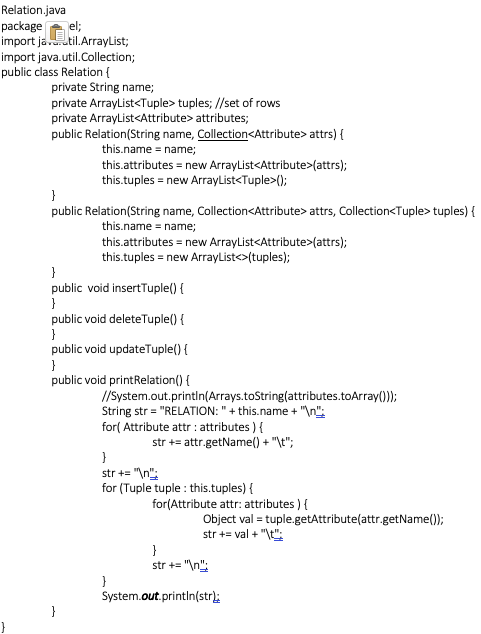 you are assigned to implement a minimal relational | Chegg.com