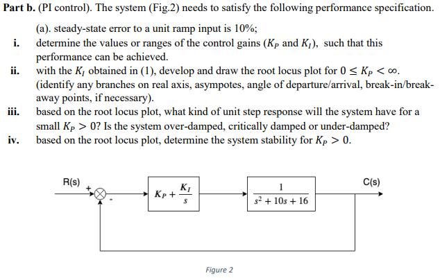 Solved Part b. (PI control). The system (Fig.2) needs to | Chegg.com