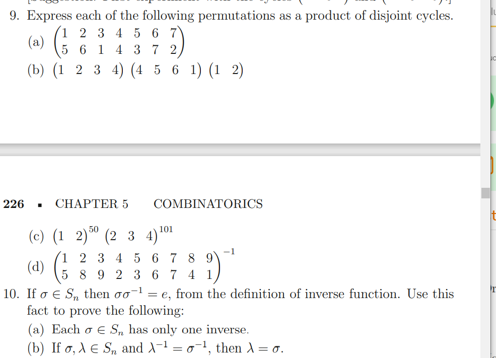 Solved 9. Express each of the following permutations as a | Chegg.com