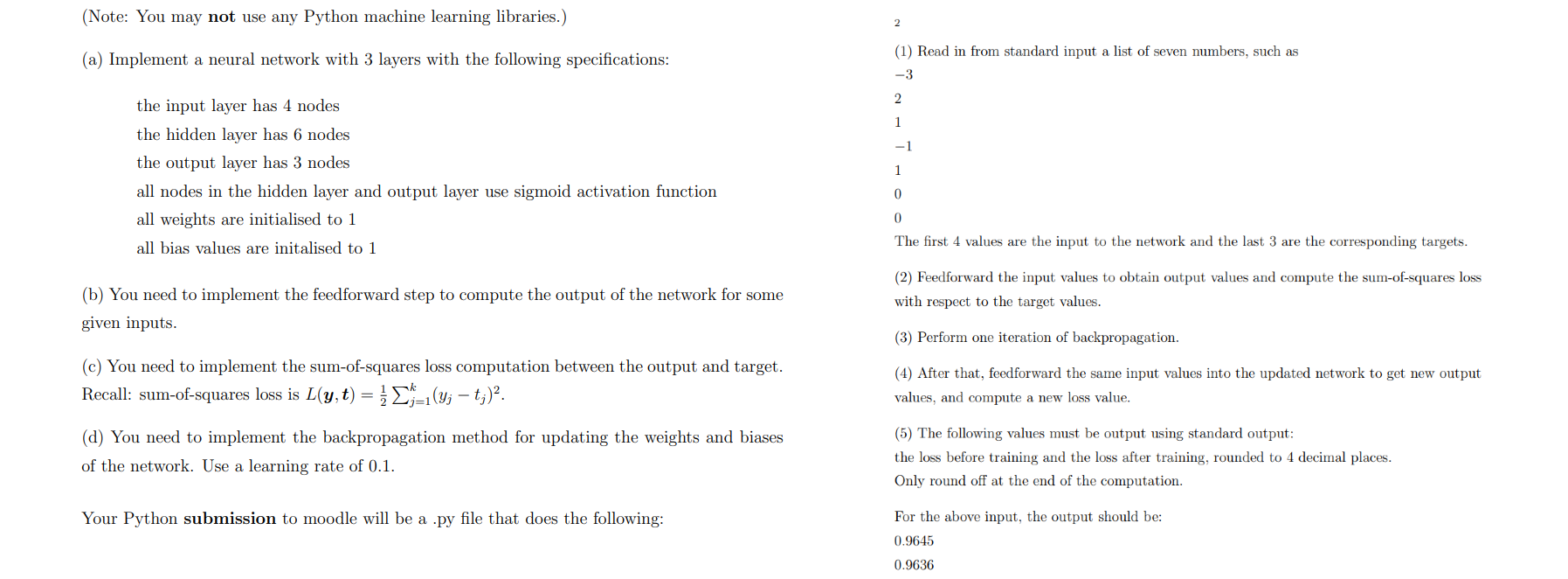 Solved (Note: You may not use any Python machine learning | Chegg.com